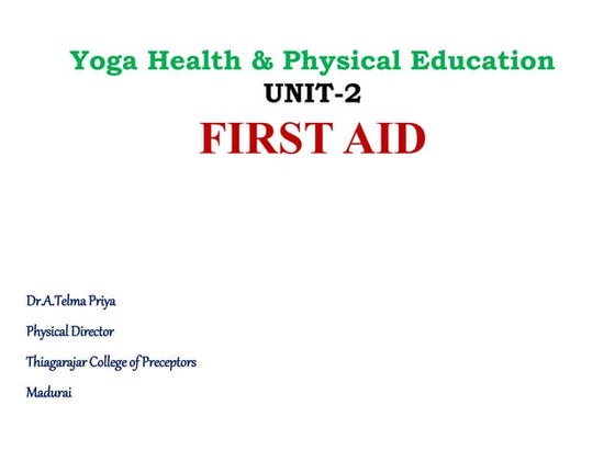 Emergency Preparedness (First Aid) This includes simple bandaging using ...