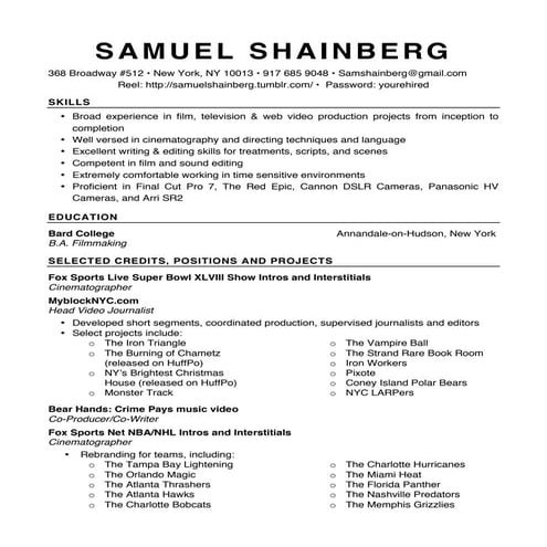 SAM SHAINBERG - CV | PDF