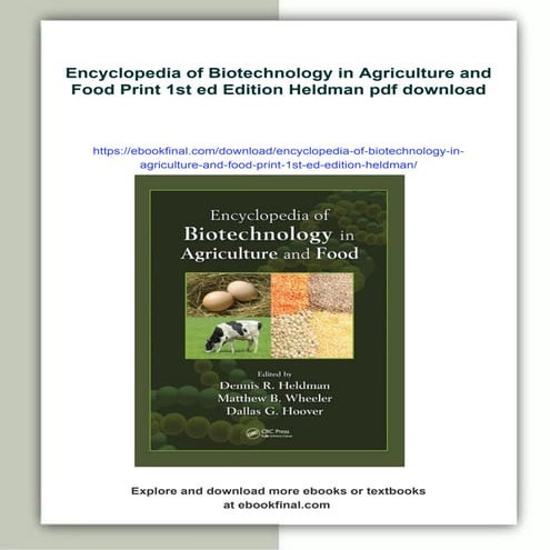 Encyclopedia of Biotechnology in Agriculture and Food Print 1st ed ...