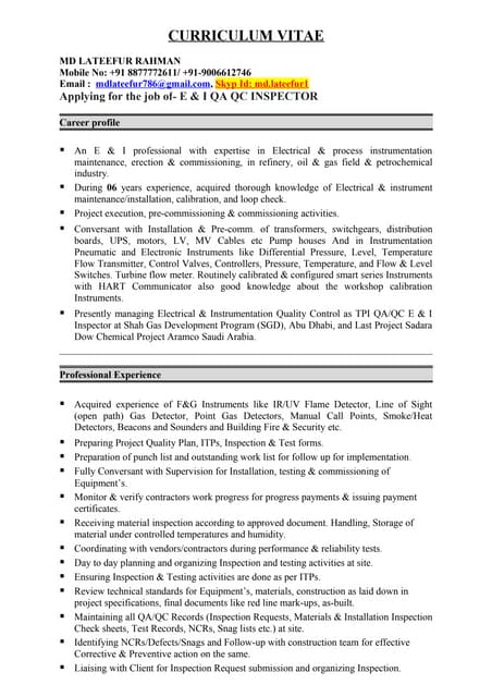 INSTRUMENT QA QC INSPECTOR | DOCX