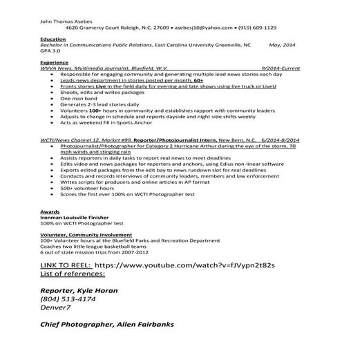 JOHN ASEBES RESUME | PDF