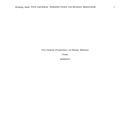 Five General Perspectives of Human Behavior | DOCX