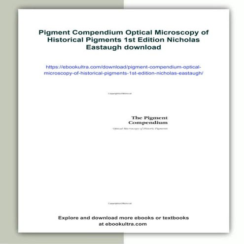 Pigment Compendium Optical Microscopy of Historical Pigments 1st ...