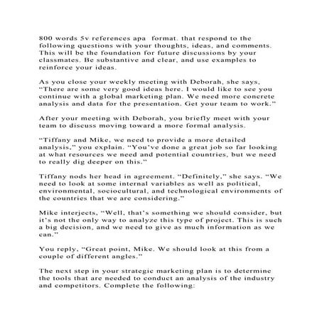 800 words 5v references apa format. that respond to the following q | DOCX