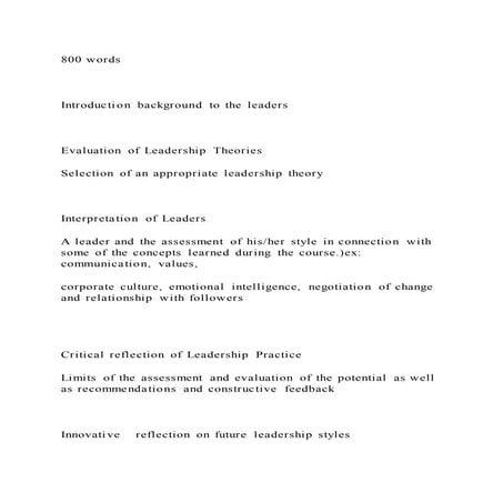 800 words Introduction background to the leadersEval | DOCX