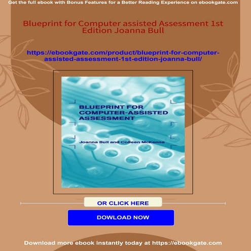Blueprint for Computer assisted Assessment 1st Edition Joanna Bull | PDF