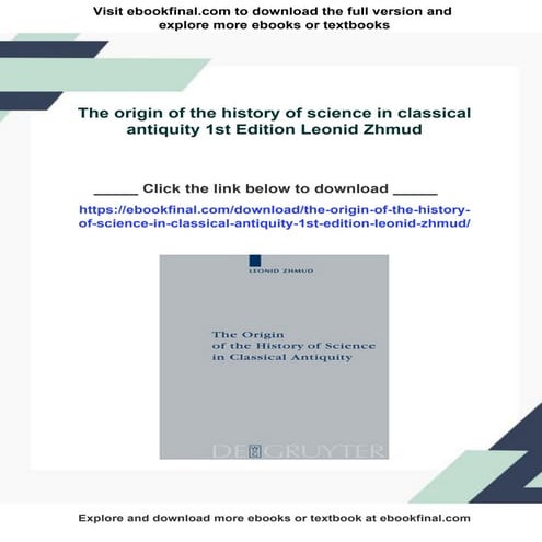 The origin of the history of science in classical antiquity 1st Edition ...
