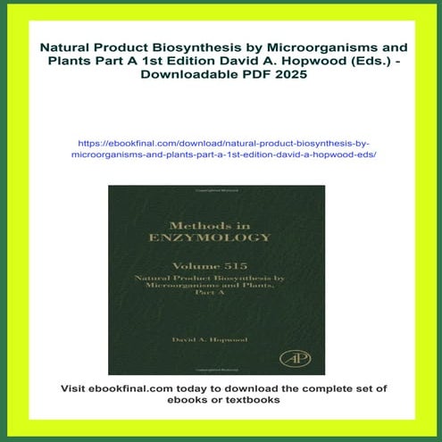 Natural Product Biosynthesis by Microorganisms and Plants Part A 1st ...
