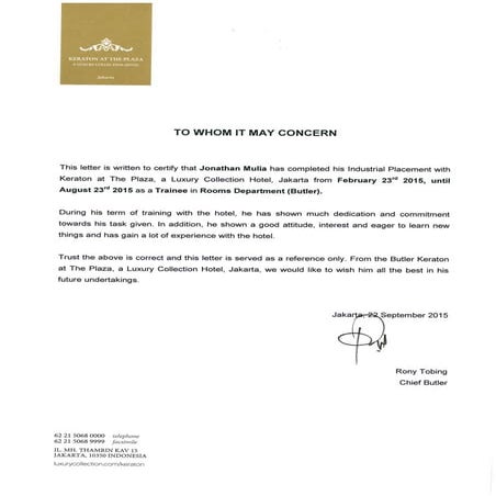Reference Letter - Jonathan Mulia | PDF