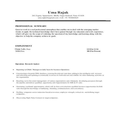Uma u[pdated resume | DOCX