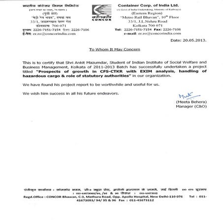 ConcorInternship | PDF