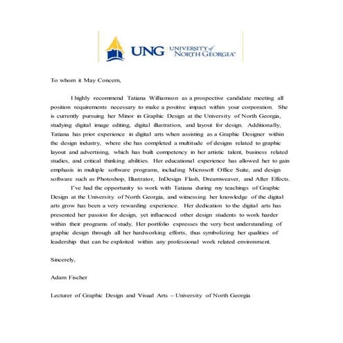 Letter of Recommendation Visual Art | DOCX