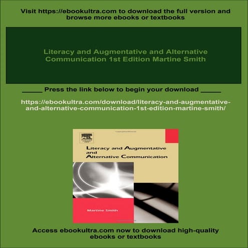 Literacy and Augmentative and Alternative Communication 1st Edition Martine Smith | PDF