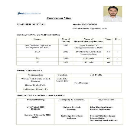 Resume Madhur Mittal | PDF