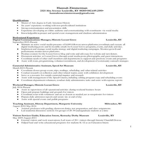 Hannah Zimmerman Resume | DOCX