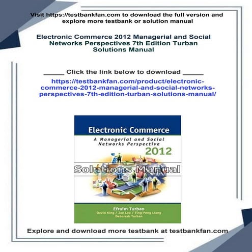 Electronic Commerce 2012 Managerial and Social Networks Perspectives 7th Edition Turban ...