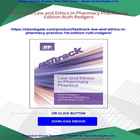 FASTtrack Law and Ethics in Pharmacy Practice 1st Edition Ruth Rodgers ...
