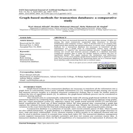 Graph-based methods for transaction databases: a comparative study | PDF