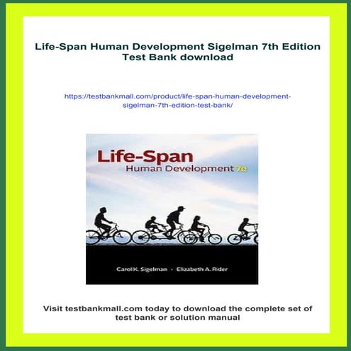 Life-Span Human Development Sigelman 7th Edition Test Bank | PDF