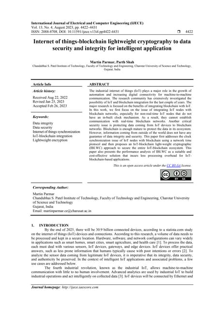 Internet Of Things Blockchain Lightweight Cryptography To Data Security And Integrity For