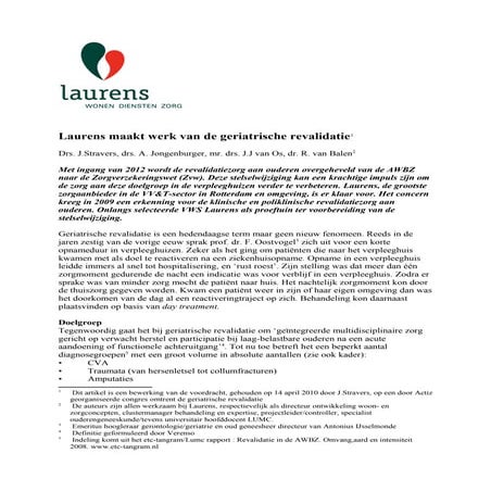 Laurens maakt werk van de geriatrische revalidatie definitief | PDF