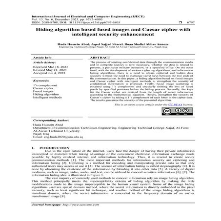 Hiding Algorithm Based Fused Images And Caesar Cipher With Intelligent Security Enhancement Pdf