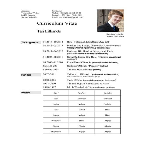 Tari Lillemetsa CV | PDF