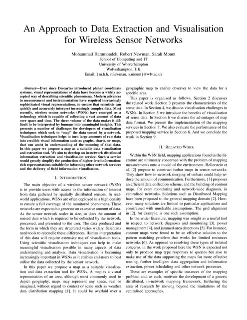 An Approach To Data Extraction And Visualisation For Wireless Sensor Networks Pdf