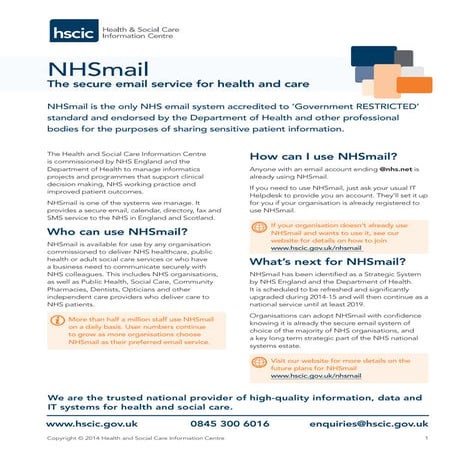 NHSmail: The Secure Email Service for Health and Care | PDF