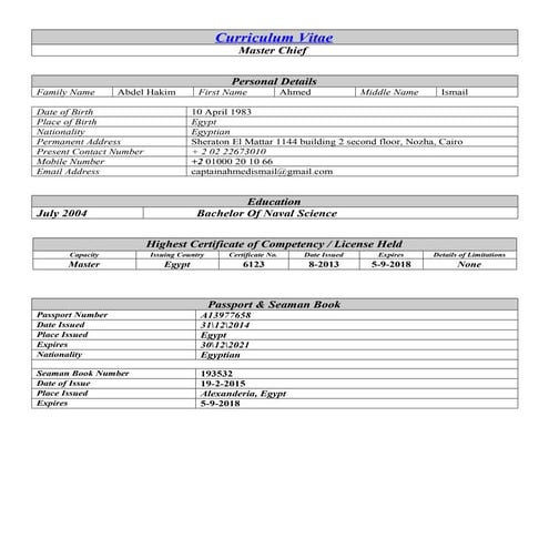Marine officer resume | DOCX