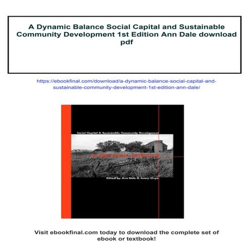 A Dynamic Balance Social Capital and Sustainable Community Development ...