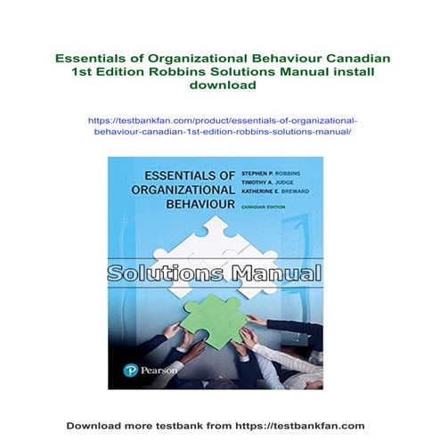 Essentials of Organizational Behaviour Canadian 1st Edition Robbins ...