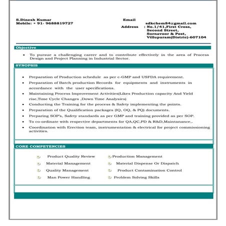 DINESH RESUME WITH 9.5YR EXPERIENCE | DOC