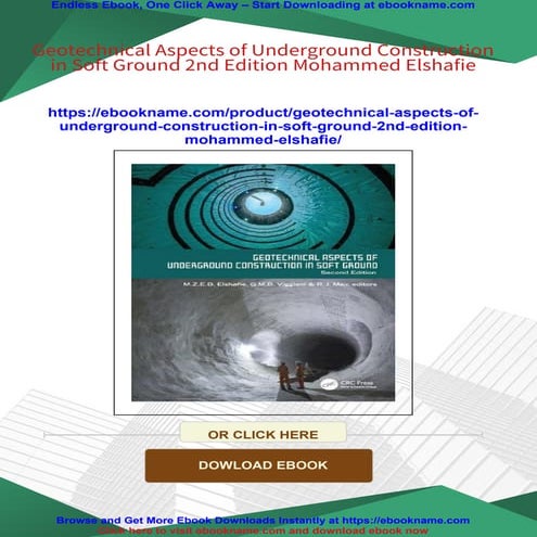 Geotechnical Aspects of Underground Construction in Soft Ground 2nd Edition Mohammed Elshafie | PDF