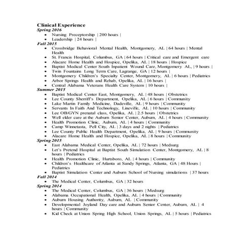 Clinical Experience | DOCX