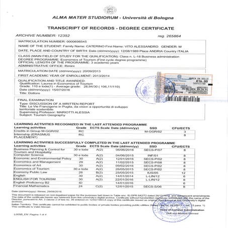Transcipts of Records - Degree Certificate | PDF