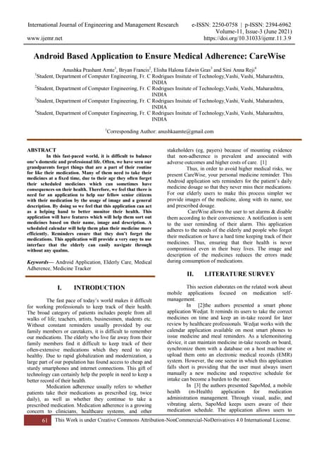 Android Based Application to Ensure Medical Adherence: CareWise | PDF Android Based Application to Ensure Medical Adherence: CareWise | PDF