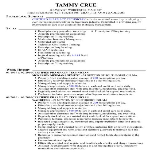 RESUME FOR PAM | RTF