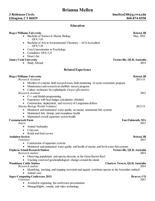 Resume-S.Oliveira | DOCX | Biological Sciences | Science