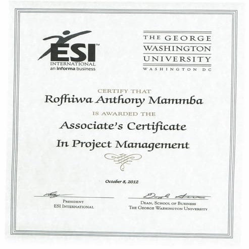Project Management Associate's Certificate | PDF | Education