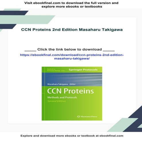 CCN Proteins 2nd Edition Masaharu Takigawa | PDF