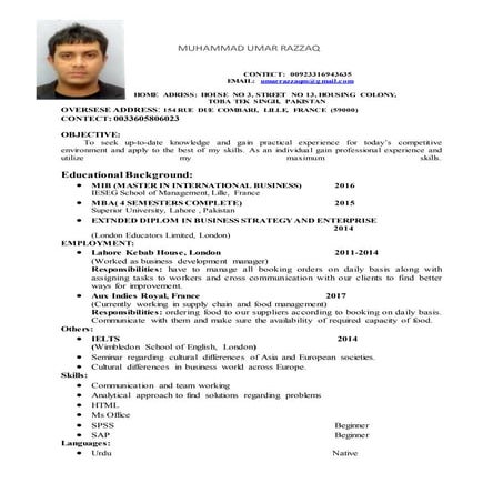 umar cv | PDF