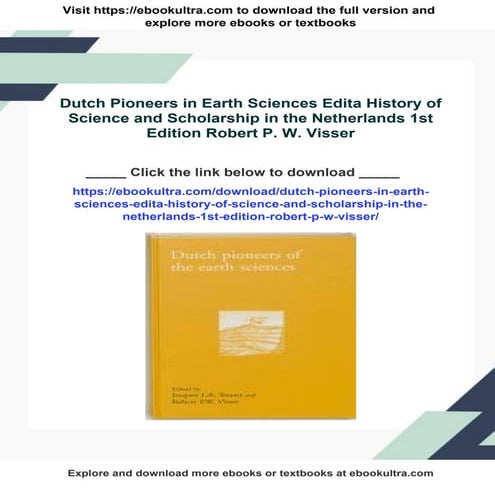 Dutch Pioneers in Earth Sciences Edita History of Science and ...