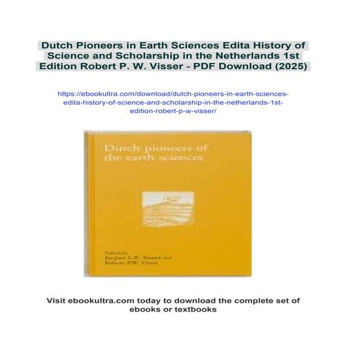 Dutch Pioneers in Earth Sciences Edita History of Science and ...