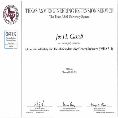 Joe's OSHA 511 | PDF | Business | Business and Finance