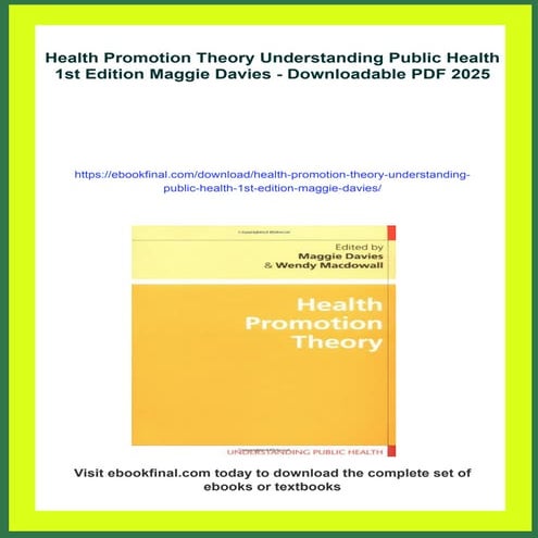 Health Promotion Theory Understanding Public Health 1st Edition Maggie ...