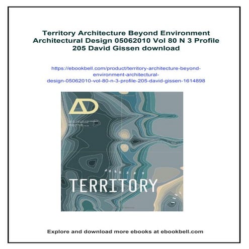 Territory Architecture Beyond Environment Architectural Design 05062010 ...