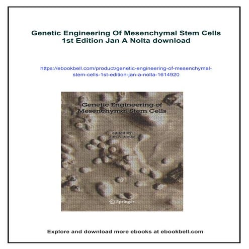 Genetic Engineering Of Mesenchymal Stem Cells 1st Edition Jan A Nolta | PDF