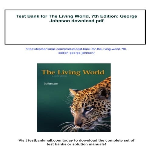 Test Bank for The Living World, 7th Edition: George Johnson | PDF