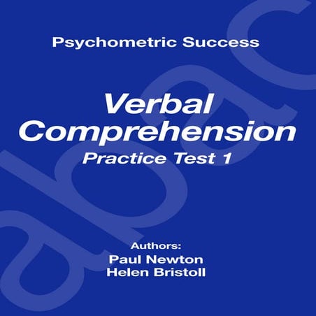 Psychometric Success Verbal Ability - Comprehension Practice Test 1 | PDF